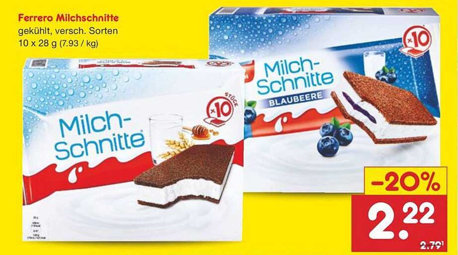 Ferrero Milchschnitte, Gekühlt, Verschiedene Sorten Angebot bei Netto ...