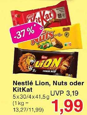 Nestlé Lion, Nuts Oder Kitkat Angebot bei Jawoll - ProspektGuru.de