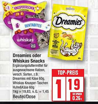 Dreamies Oder Whiskas Snacks Angebot bei Edeka