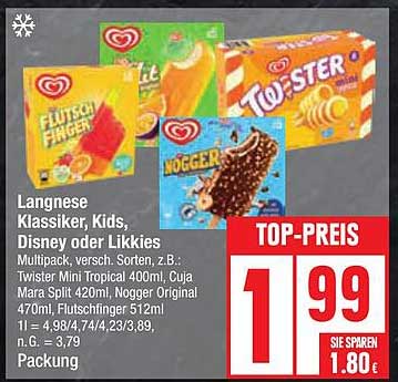 Langnese Klassiker, Kids, Disney Oder Likkies Angebot bei Edeka ...