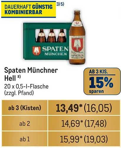 Spaten Münchner Hell Angebot bei METRO