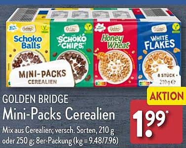 Golden Bridge Mini-Packs Cerealien Angebot bei Aldi Nord - ProspektGuru.de