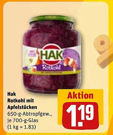 Hak Rotkohl Mit Apfelstücken Angebot bei REWE Kaufpark