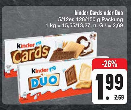 Kinder Cards Oder Duo Angebot bei E-Center