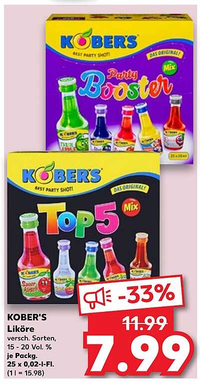 Kober's Party Booster Kober's Top 5 Angebot bei Kaufland