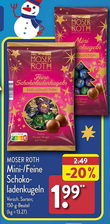Moser Roth Mini-/Feine Schokoladenkugeln Angebot bei Aldi Nord