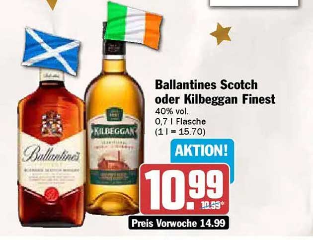 Ballantines Scotch Oder Kilbeggan Finest 0,7 L Flasche Angebot bei AEZ ...