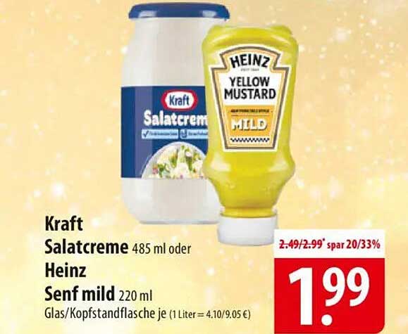 Kraft Salatcreme 485 Ml Oder Heinz Senf Mild 220 Ml Angebot bei Famila ...