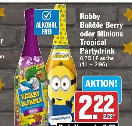 Robby Bubble Berry Oder Minions Tropical Partydrink 0,75 L Flasche ...