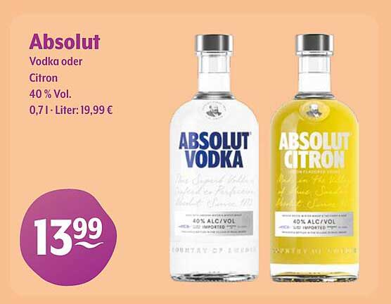 Absolut Vodka Oder Citron Angebot bei Getränke Hoffmann - ProspektGuru.de