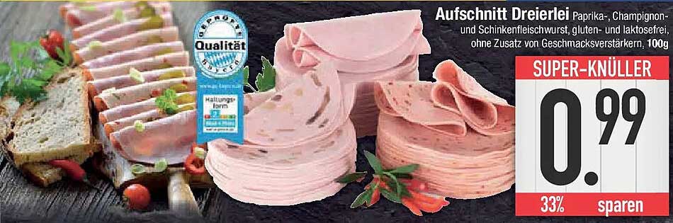 Aufschnitt Dreierlei Paprika-, Champignon- Und Schinkenfleischwurst ...