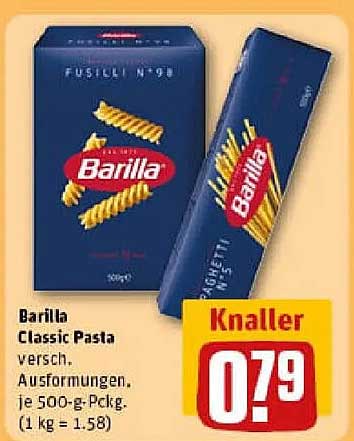 Barilla Classic Pasta Verschieden. Ausformungen. Angebot bei REWE ...
