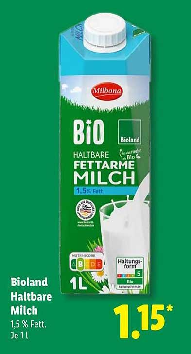 Bioland Haltbare Milch Angebot bei Lidl - ProspektGuru.de