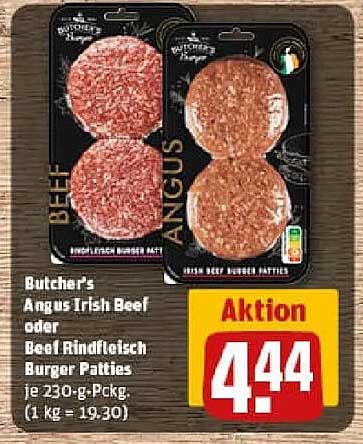 Butcher's Angus Irish Beef Oder Beef Rindfleisch Burger Patties Angebot ...