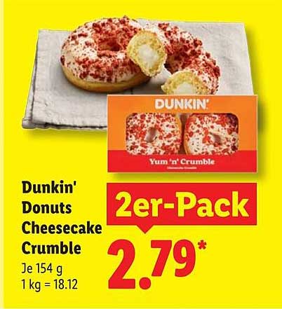 Dunkin' Donuts Cheesecake Crumble Angebot bei Lidl - ProspektGuru.de