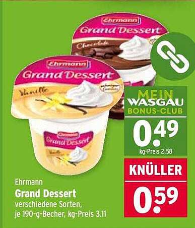 Ehrmann Grand Dessert Verschiedene Sorten, Je 190-G-Becher Angebot bei ...