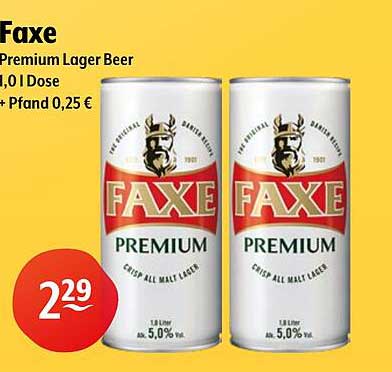 Faxe Premium Lager Beer 1,0 L Dose Angebot bei Getränke Hoffmann ...