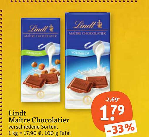 Lindt Maître Chocolatier Verschiedene Sorten Angebot bei tegut ...