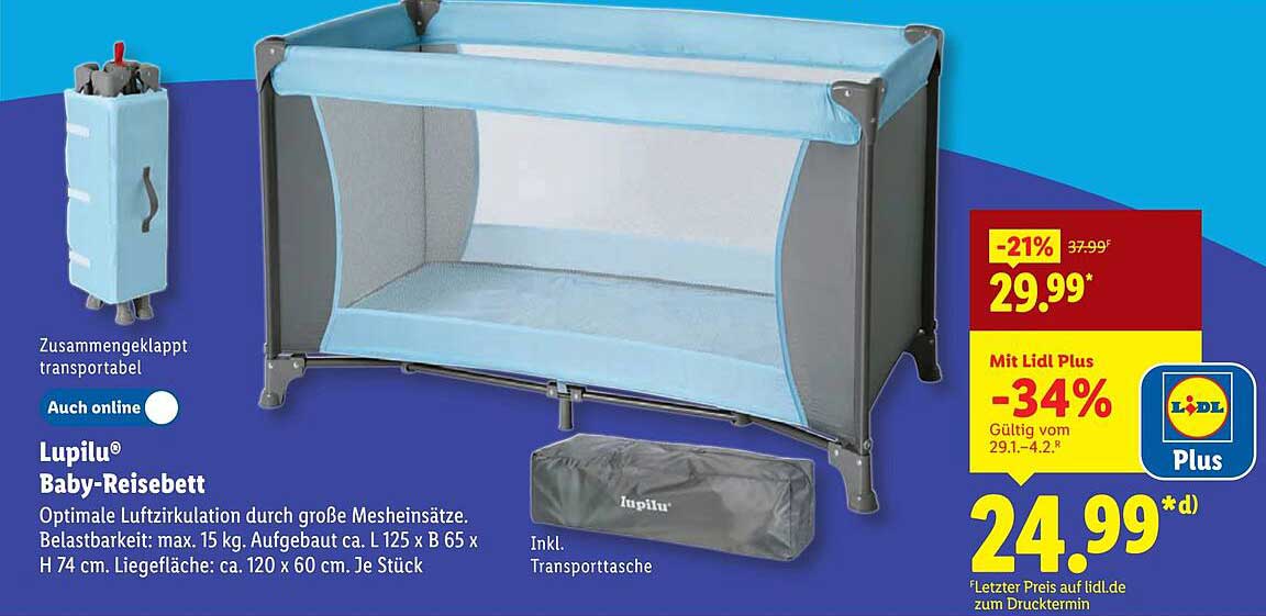 Lupilu® Baby-Reisebett Angebot bei Lidl - ProspektGuru.de