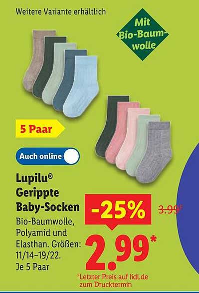 Lupilu® Gerippte Baby-Socken Angebot bei Lidl - ProspektGuru.de