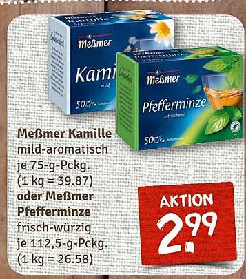 Meßmer Kamille Mild-Aromatisch Je 75-G-Pckg Oder Meßmer Pfefferminze ...