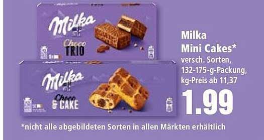 Milka Mini Cakes* Versch. Sorten, 132-175-G-Packung, Kg-Preis Ab 11,37 ...
