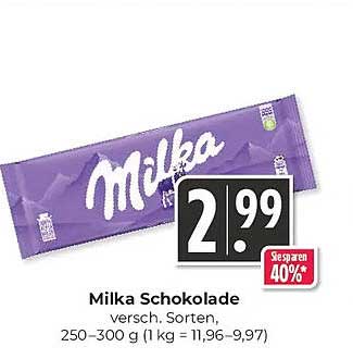 Milka Schokolade Versch. Sorten, 250–300 G (1 Kg = 11,96–9,97) Angebot ...