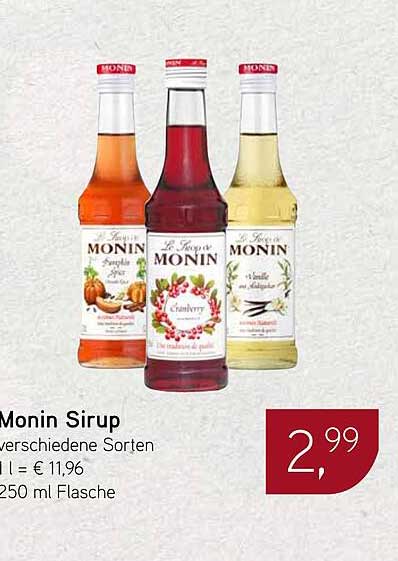 Monin Sirup Verschiedene Sorten Angebot bei Dornseifer - ProspektGuru.de