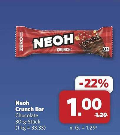 Neoh Crunch Bar Chocolate 30-G-Stück Angebot bei Combi - ProspektGuru.de