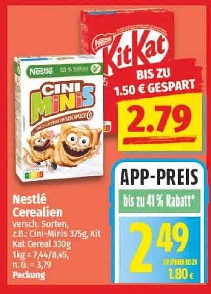 Nestlé Cerealien Verschieden Sorten, Z.b. Cini-Minis 375G, Kit Kat ...
