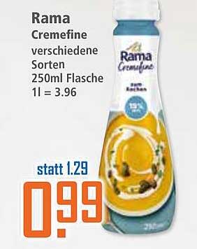 Rama Cremefine Verschiedene Sorten 250Ml Flasche Angebot bei K+K Klaas ...