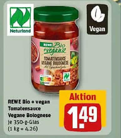 Rewe Bio + Vegan Tomatensauce Vegane Bolognese Angebot bei REWE ...