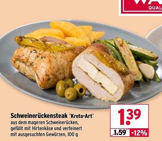 Schweinerückensteak 'Kreta-Art' Aus Dem Mageren Schweinerücken, Gefüllt ...