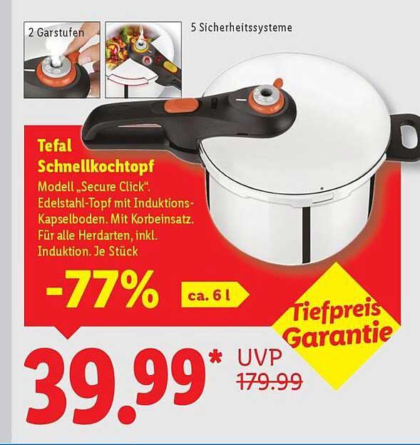Schãne Tefal Schnellkochtopf Secure Click 6 L Mit Korb Ebenbild
