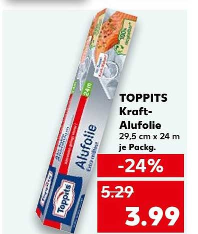 Toppits Kraft-Alufolie 29,5 Cm X 24 M Je Packg. Angebot bei Kaufland ...