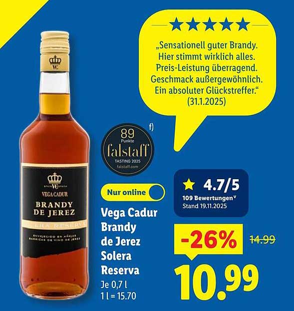 Vega Cadur Brandy De Jerez Solera Reserva Angebot bei Lidl ...