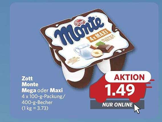 Zott Monte Mega Oder Maxi 4 X 100-G-Packung/400-G-Becher Angebot bei ...