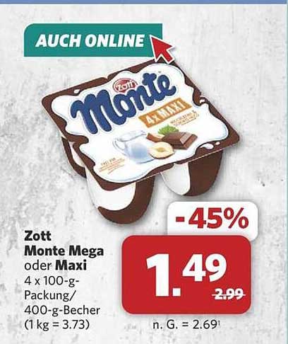 Zott Monte Mega Oder Maxi Angebot bei Combi - ProspektGuru.de