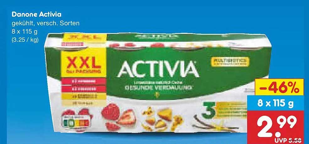 Danone Activia Gekühlt, Versch. Sorten 8 X 115 G Angebot bei Netto ...