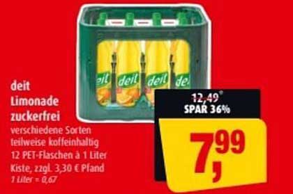 Deit Limonade Zuckerfrei Verschiedene Sorten Teilweise Koffeinhaltig 12 ...