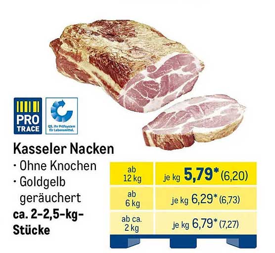 Kasseler Nacken • Ohne Knochen • Goldgelb Geräuchert Ca. 2-2,5-Kg ...