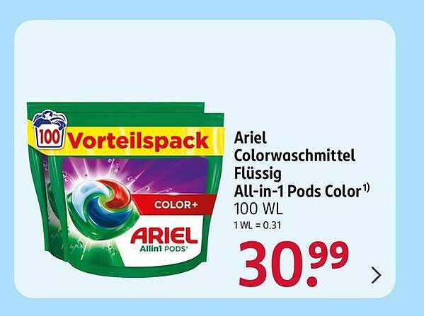 Ariel Colorwaschmittel Flüssig All-In-1 Pods Color Angebot bei Rossmann