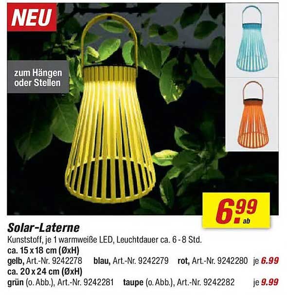 Solar-Laterne Angebot bei toom Baumarkt - ProspektGuru.de