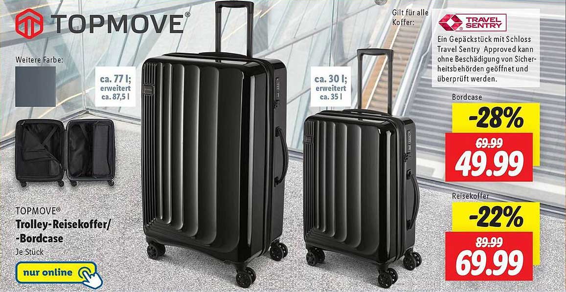 Topmove® Trolley-Reisekoffer/-Bordcase Angebot bei Lidl