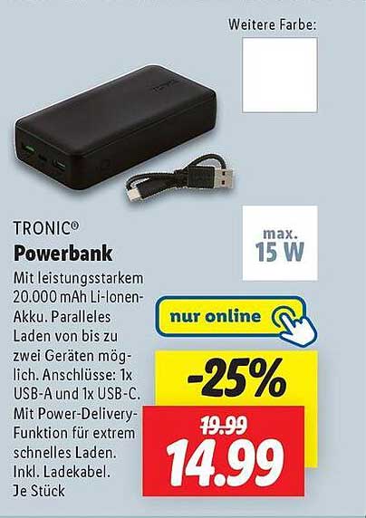 Tronic® Powerbank Angebot bei Lidl - ProspektGuru.de