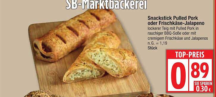 Snackstick Pulled Pork Oder Frischkäse-Jalapeno Angebot bei Edeka
