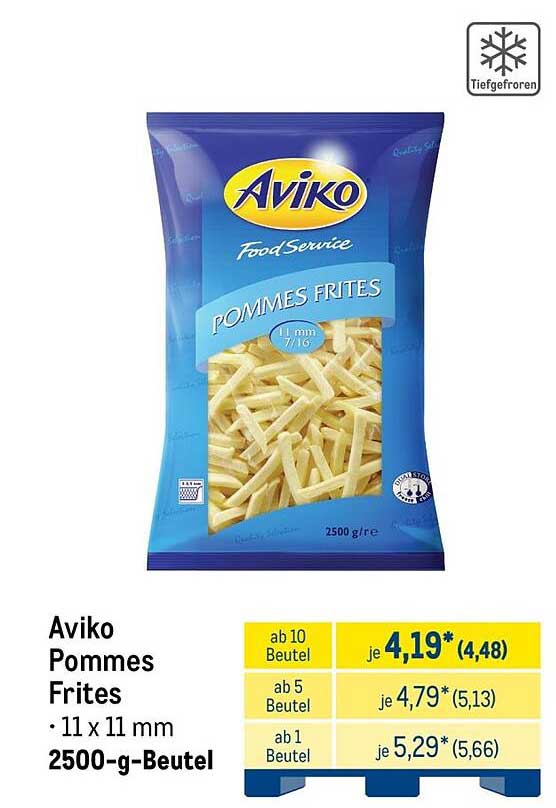 Aviko Pommes Frites • 11 X 11 Mm 2500-G-Beutel Angebot bei METRO ...