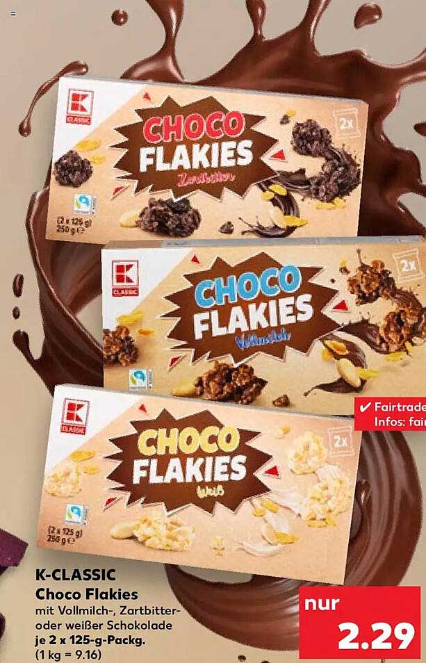 K-Classic Choco Flakies Mit Vollmilch-, Zartbitter- Oder Weißer ...