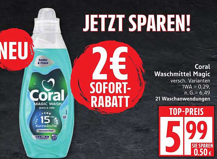 Coral Waschmittel Magic Angebot bei Edeka - ProspektGuru.de