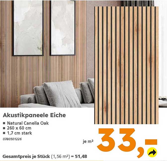 Akustikpaneele Eiche Angebot bei Globus Baumarkt - ProspektGuru.de